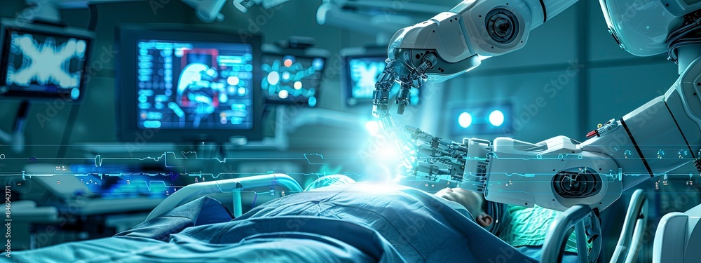 future robotic arms performing automated medical health care operation ...