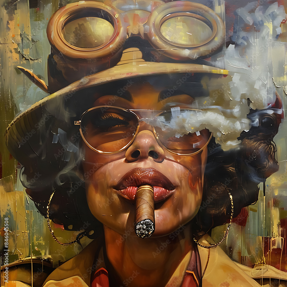 steampunk woman smoking a cigar Stock Photo | Adobe Stock