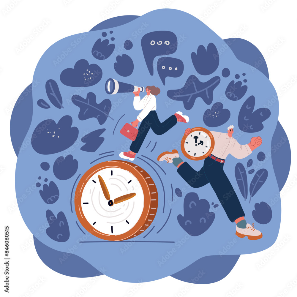 Cartoon vector illustration of Business times concept people walking ...