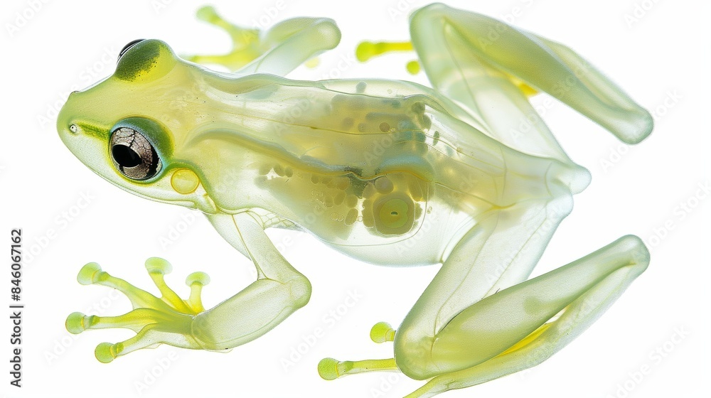 Transparent glass frog illustrating the anatomy of its internal organs ...
