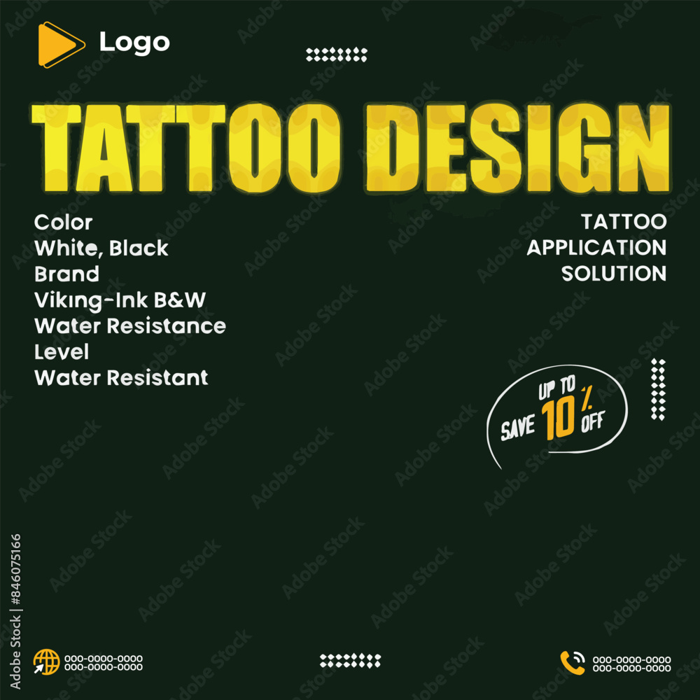 Tattoo studio sale for social media post or square banner template ...
