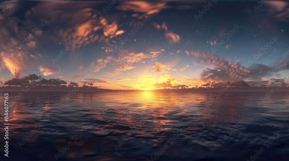 Highresolution HDRI map for equirectangular projection at sunrise ...