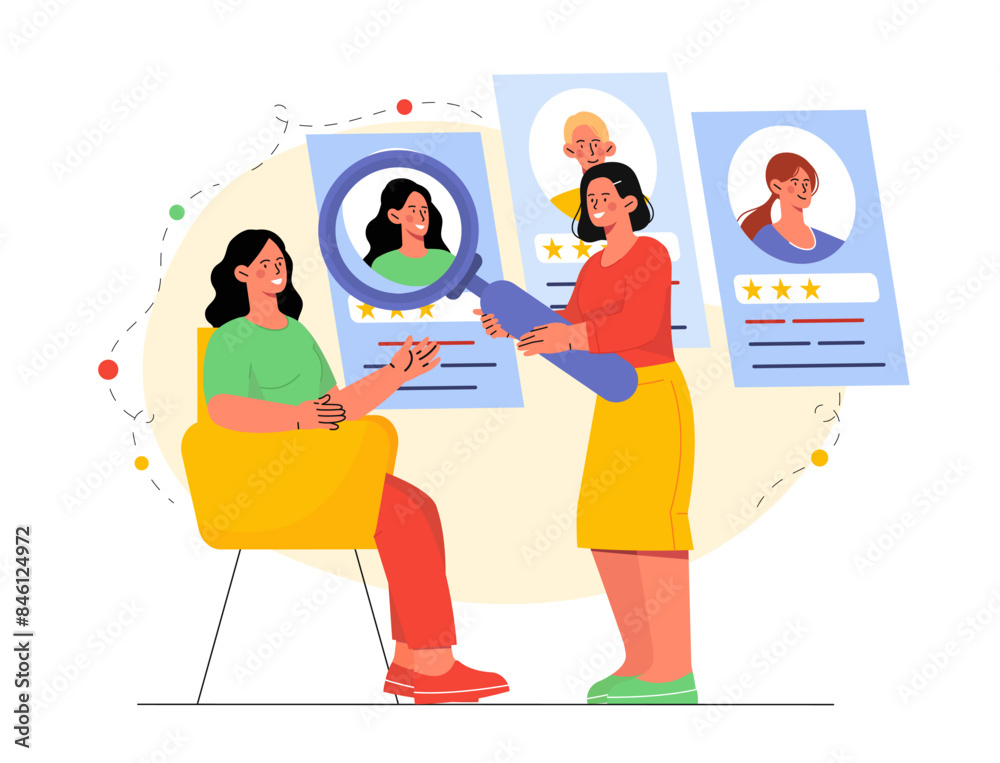 HR with candidates. Women rate resumes of job candidates Employee ...