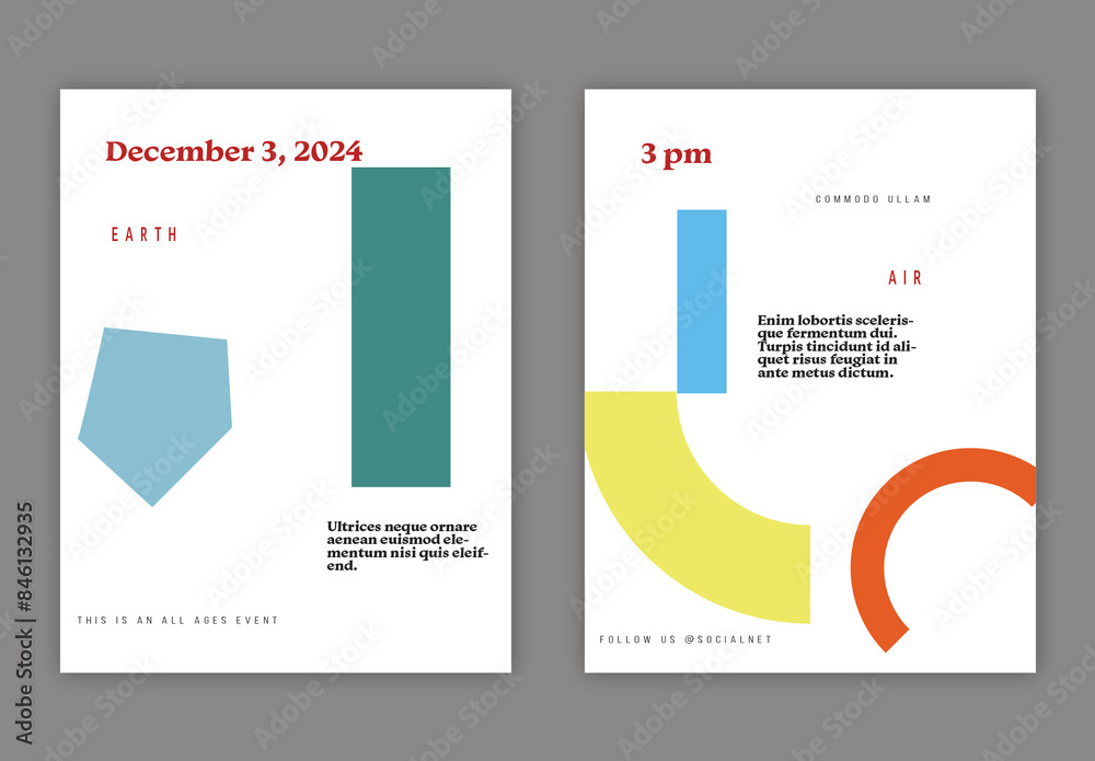 US Letter Flyer Template Very Minimal With Simple Bright Geometric ...