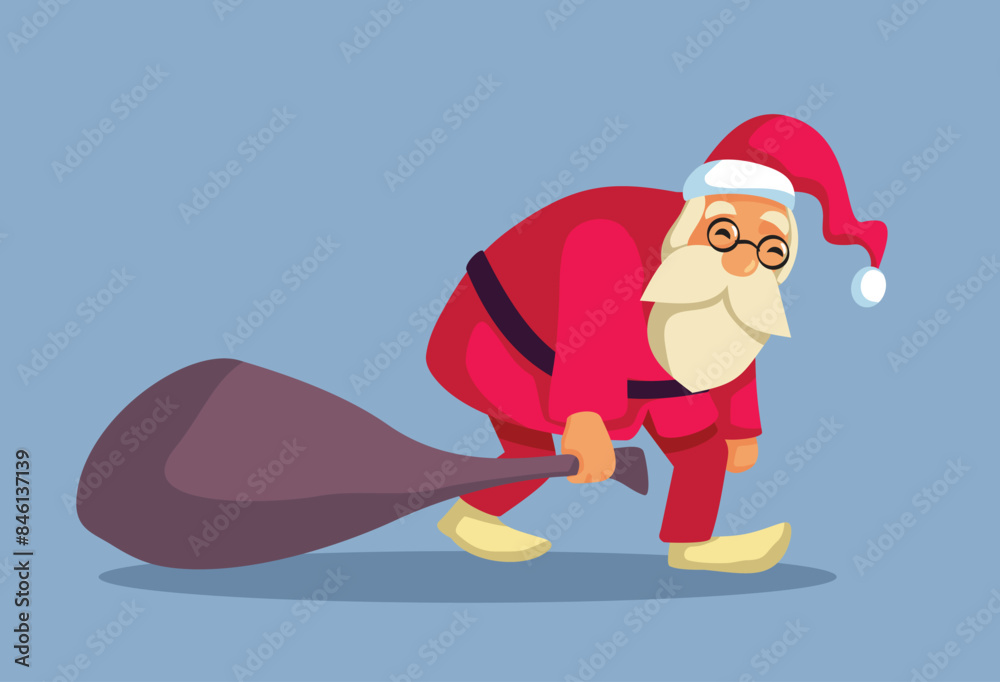 Sad Tired Santa Feeling Exhausted and Stressed-out Vector Cartoon ...