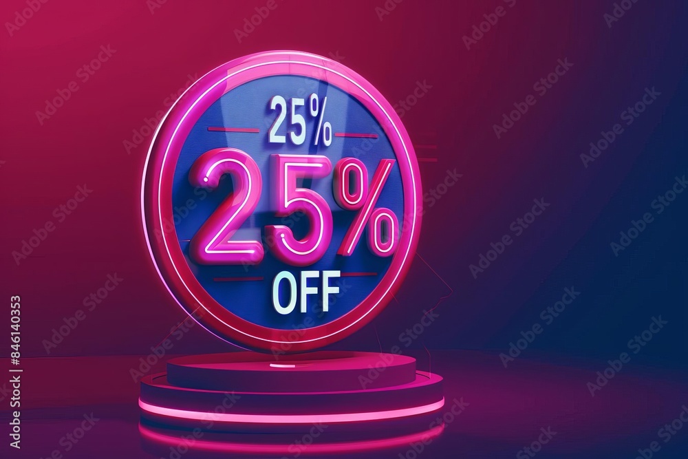 25 OFF on website Front view Modern sale notice Digital binary as object Splitcomplementary ...