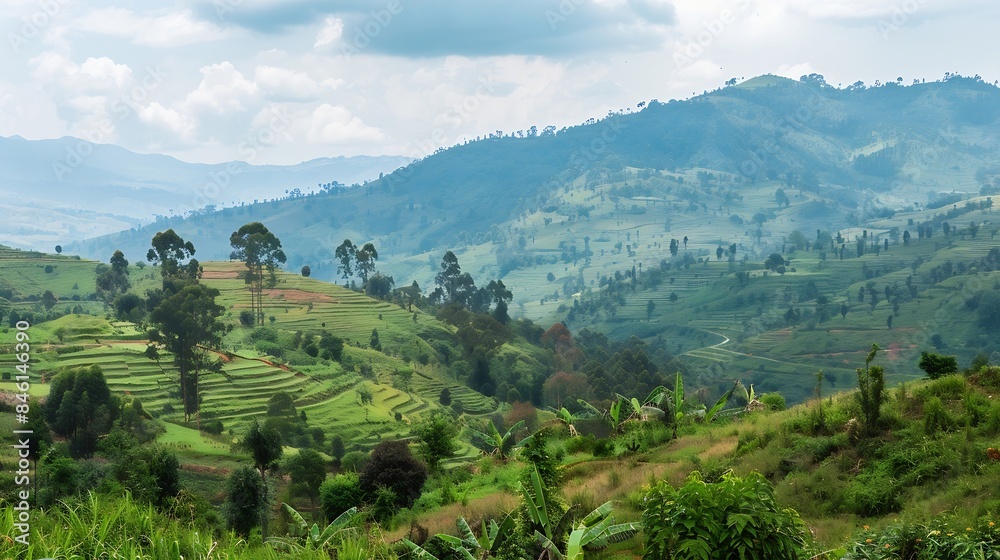 Beautiful landscape in southwestern Uganda at the Bwindi Impenetrable ...