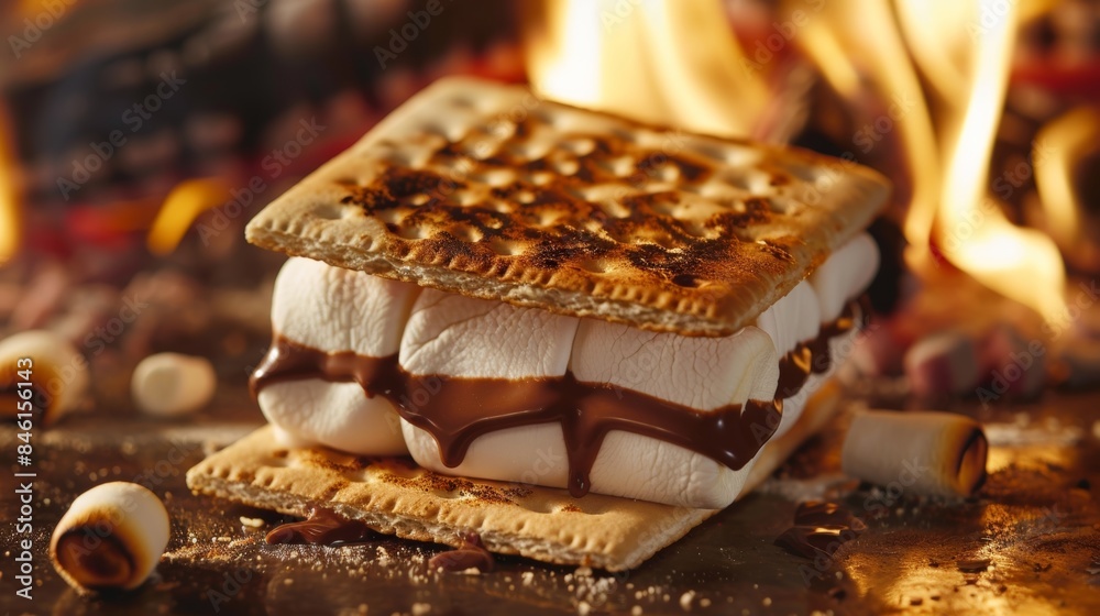 Dessert is served as friends roast marshmallows over the fire and ...