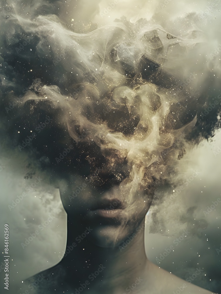 Surreal Silhouette of a Mysterious Face Emerging from Ethereal Smoke ...
