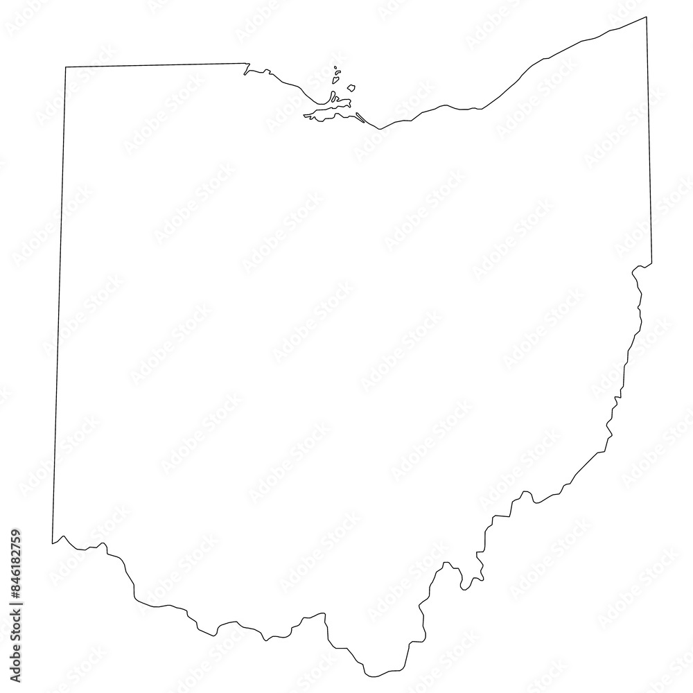High detailed Ohio illustration map - outline Ohio State Map Stock ...