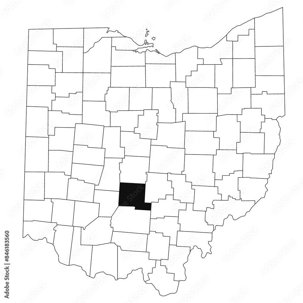 Map of pickaway County in Ohio state on white background. single County ...
