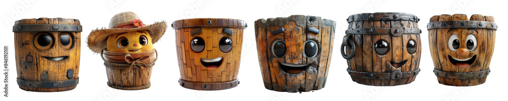 Cartoon wooden barrel on transparent background png Stock Illustration ...
