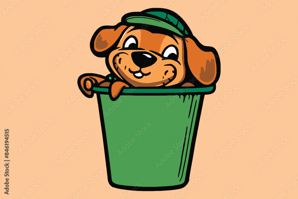 cute dog stool removal company logo cartoon vector sublimation mascot ...