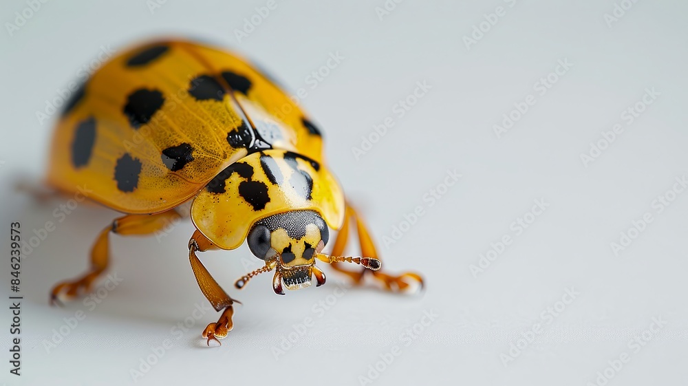 Macro Photography of a Yellow Ladybug with Distinctive Black Spots on a ...