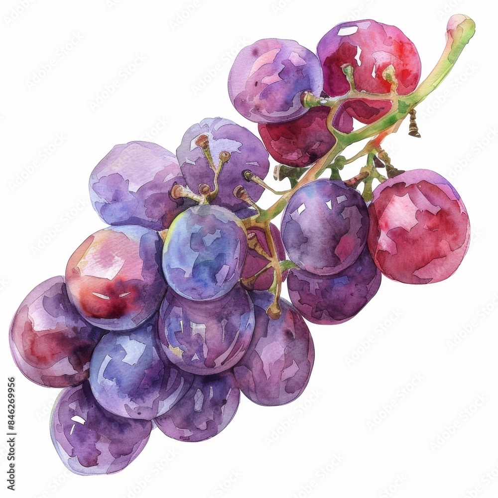 watercolor of a bunch of grapes clipart isolated on white background ...