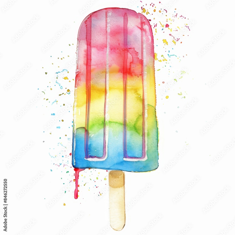 watercolor of a popsicle clipart isolated on white background. Stock ...