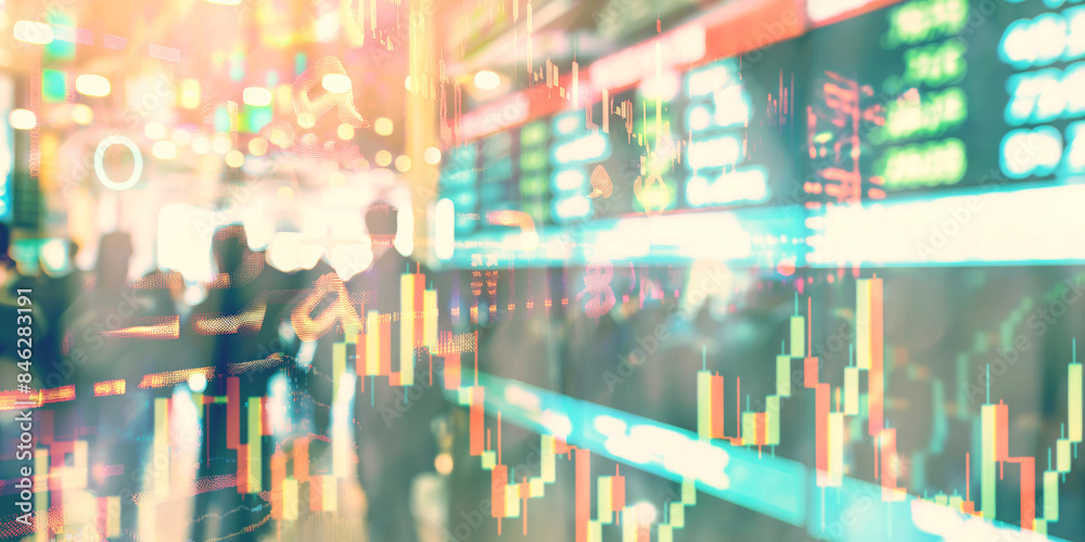 Double exposure of a businessman with digital data overlay and a busy ...