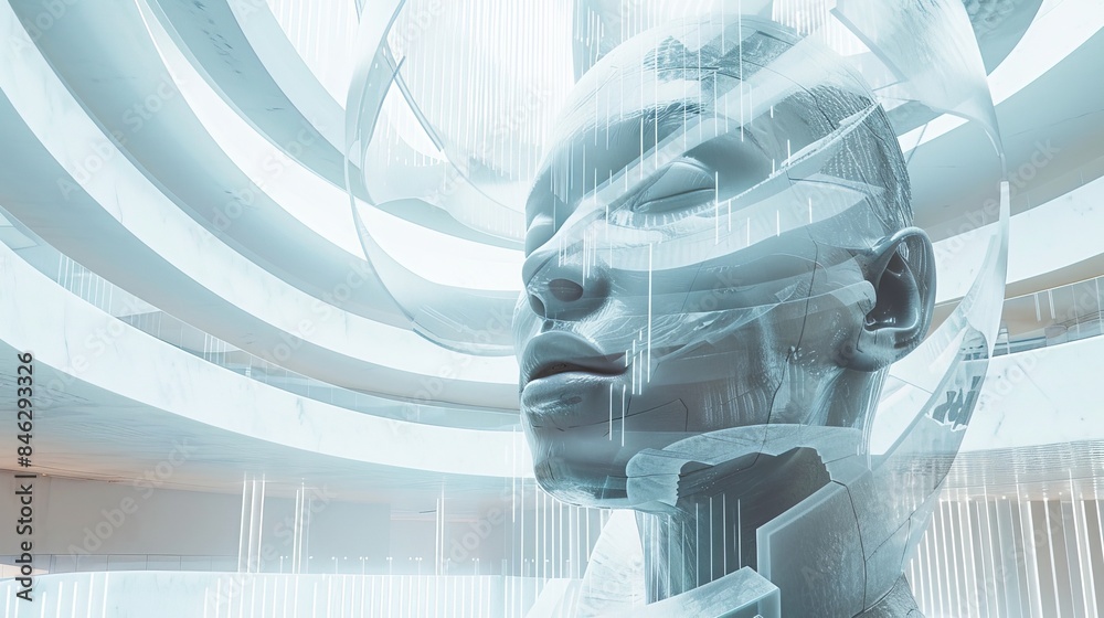 Futuristic digital human figure with technology-themed overlay and ...