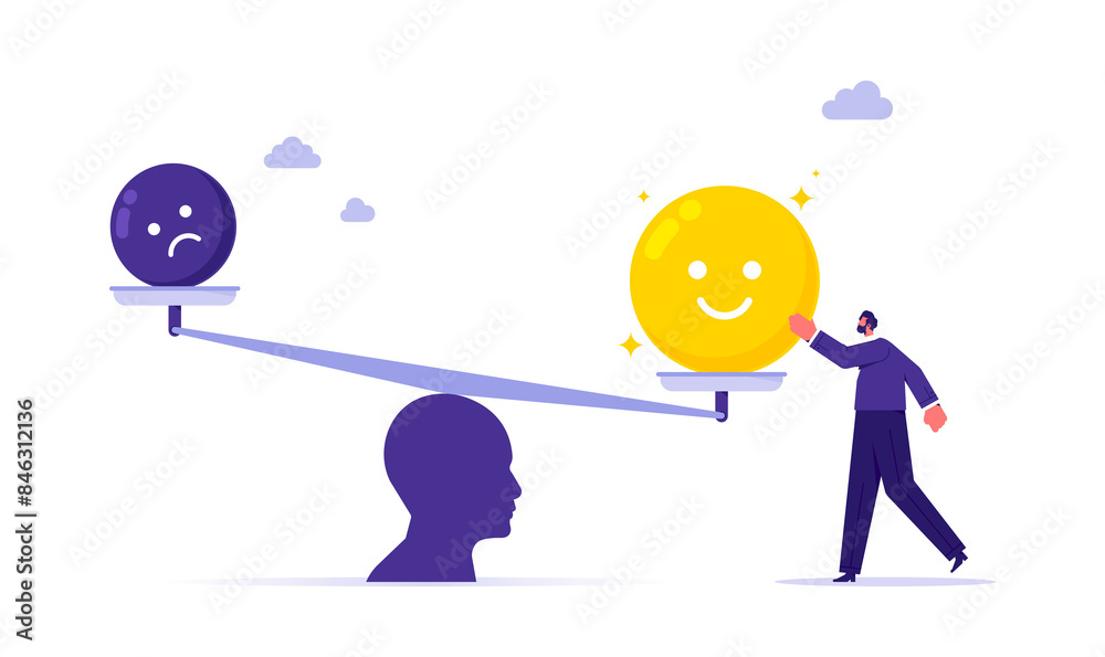 Emotional balance and harmony concept, businessman balanced bad and ...
