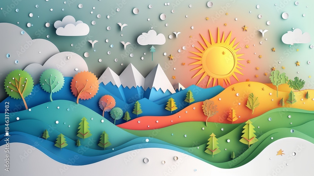 Changing climate over time, showcasing the differences between summer ...