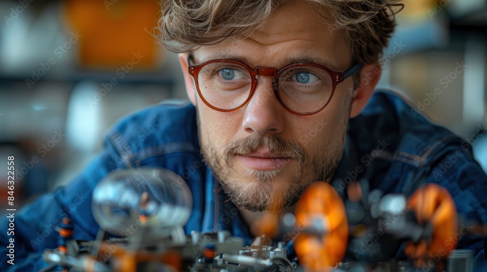 An Inventive Scientist In An Aerodynamics Lab, Meticulously Testing ...