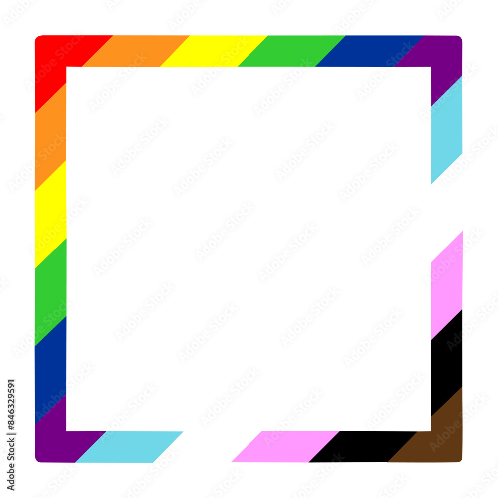 LGBTQ+ Pride Flag Frame. Square Frame Border with LGBTQ+ Pride Rainbow ...