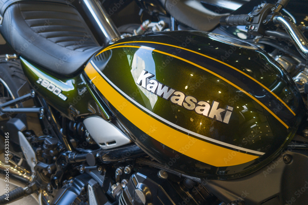Kawasaki z 900 text brand of motorcycle Classic sign logo on japan neo ...