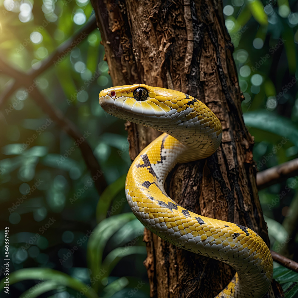 snake in the dark forest, wildlife photography Stock Photo | Adobe Stock
