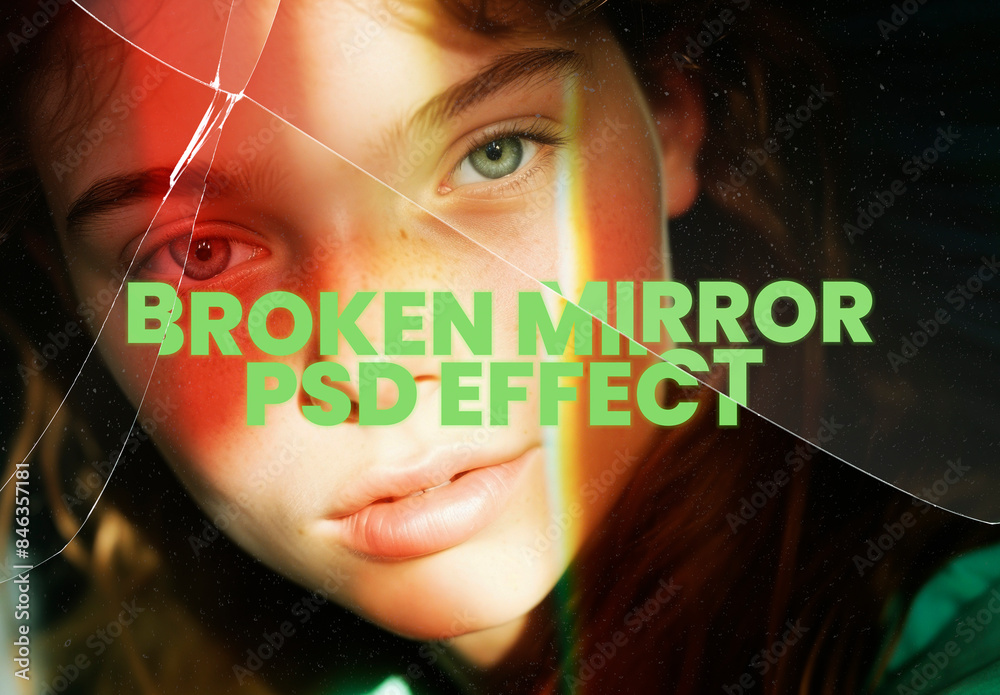 Broken Mirror Photo Effect With Generative AI Stock Template | Adobe Stock
