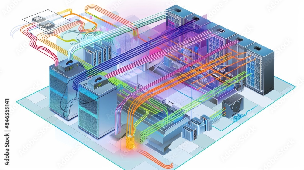 A detailed schematic diagram illustrating the principles of fiber optic ...