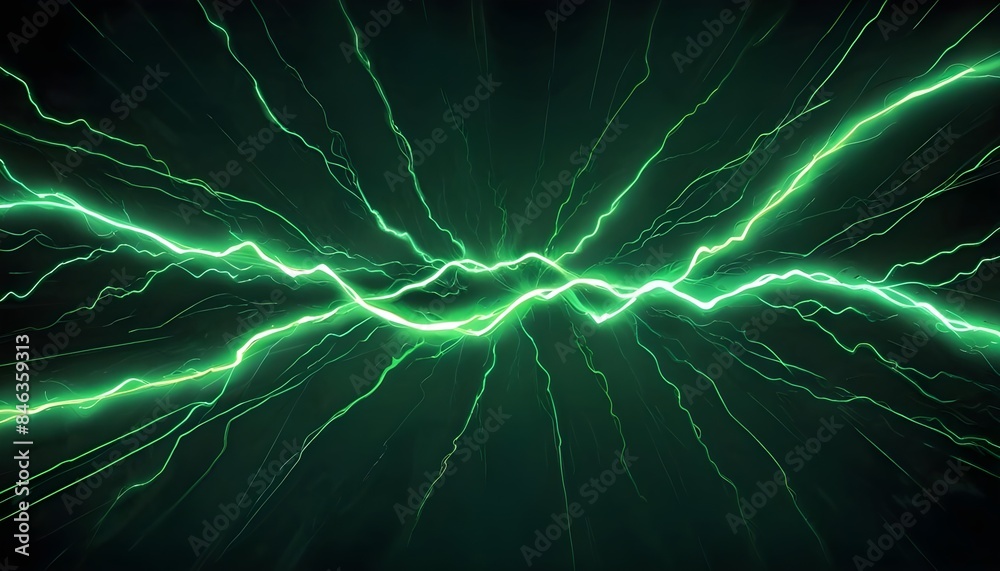 Green electric spark lightening background green color copy space ...