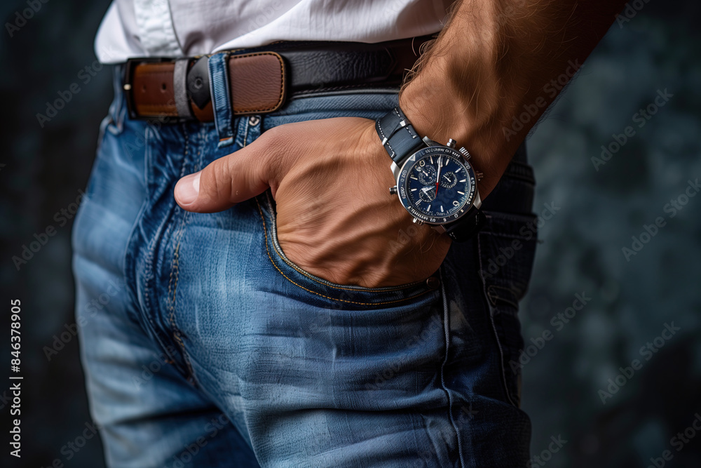 Stylish Man Wearing Watch and Jeans Stock Photo | Adobe Stock