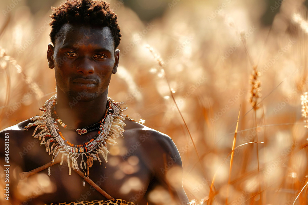 Zulu King Shaka Day (South Africa). A portrait of a Zulu man wearing ...