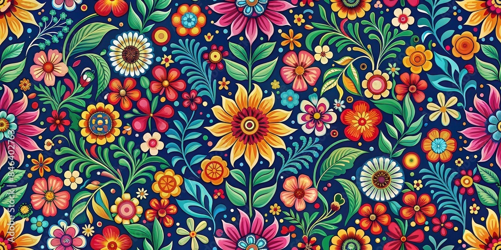 Hispanic Heritage Month pattern wallpaper featuring vibrant floral ...