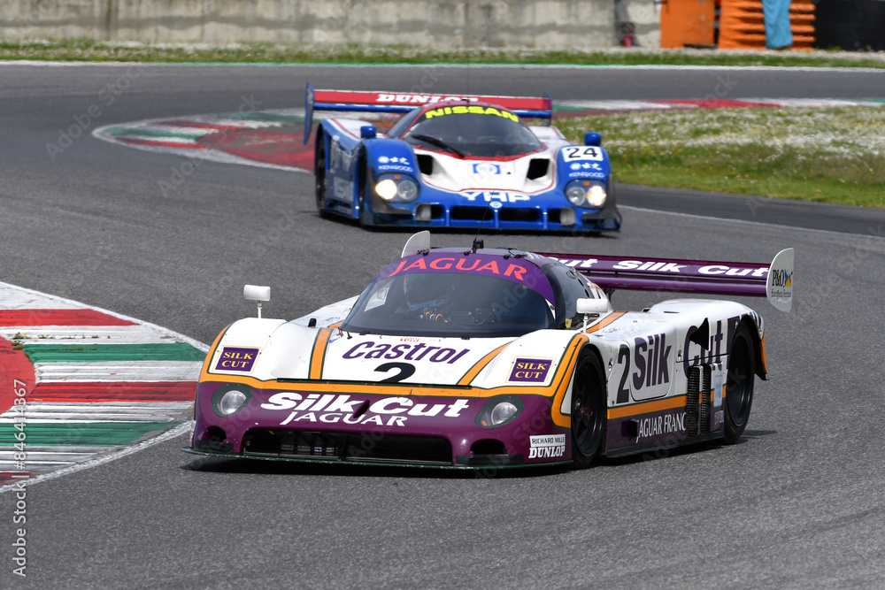 Scarperia, 5 April 2024: Jaguar XJR-9 group C year 1988 in action during Mugello Classic 2024 at ...