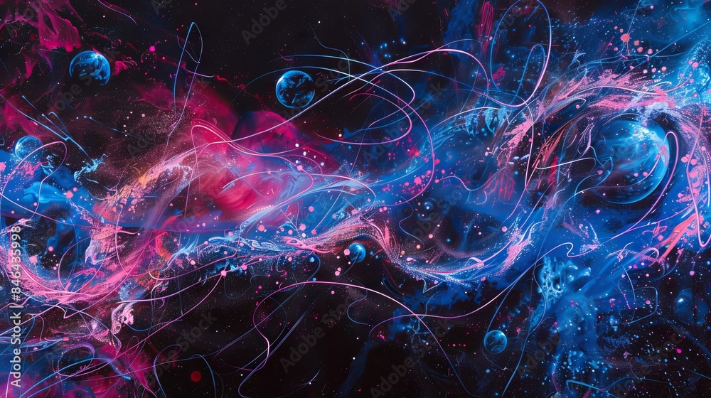 Orbital Resonance: A cosmic-inspired abstract featuring various ...