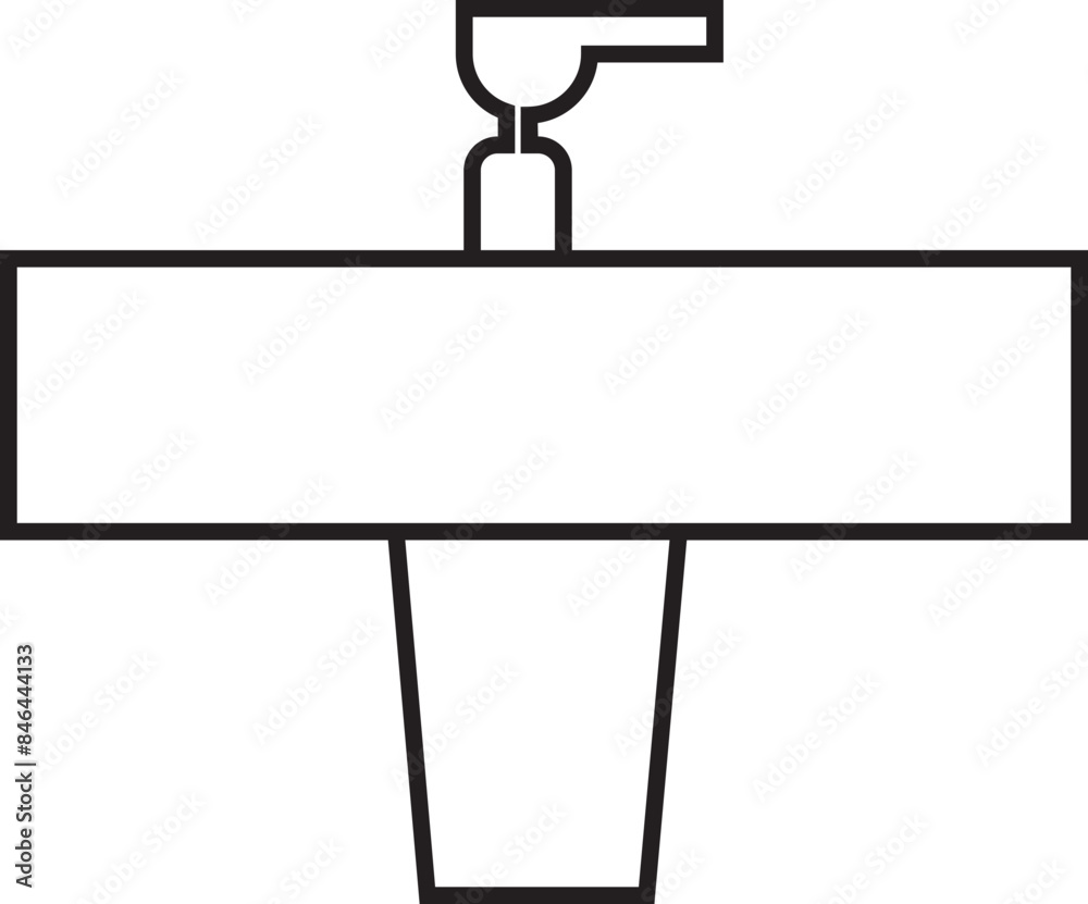 Kitchen Washbasin line icon. Sink with tap symbol, Kitchen furniture ...