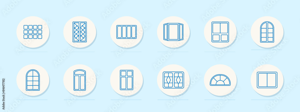 Window set icon. Various window designs including arched, sliding, and ...
