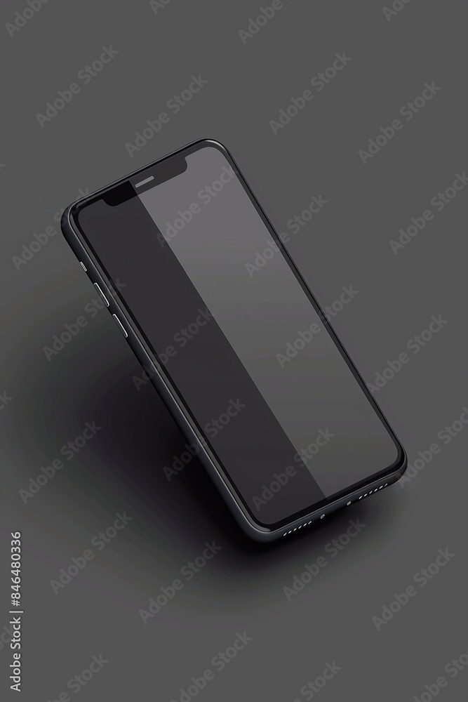 Isometric view of an ultra-realistic 3D vector mobile mockup with a ...