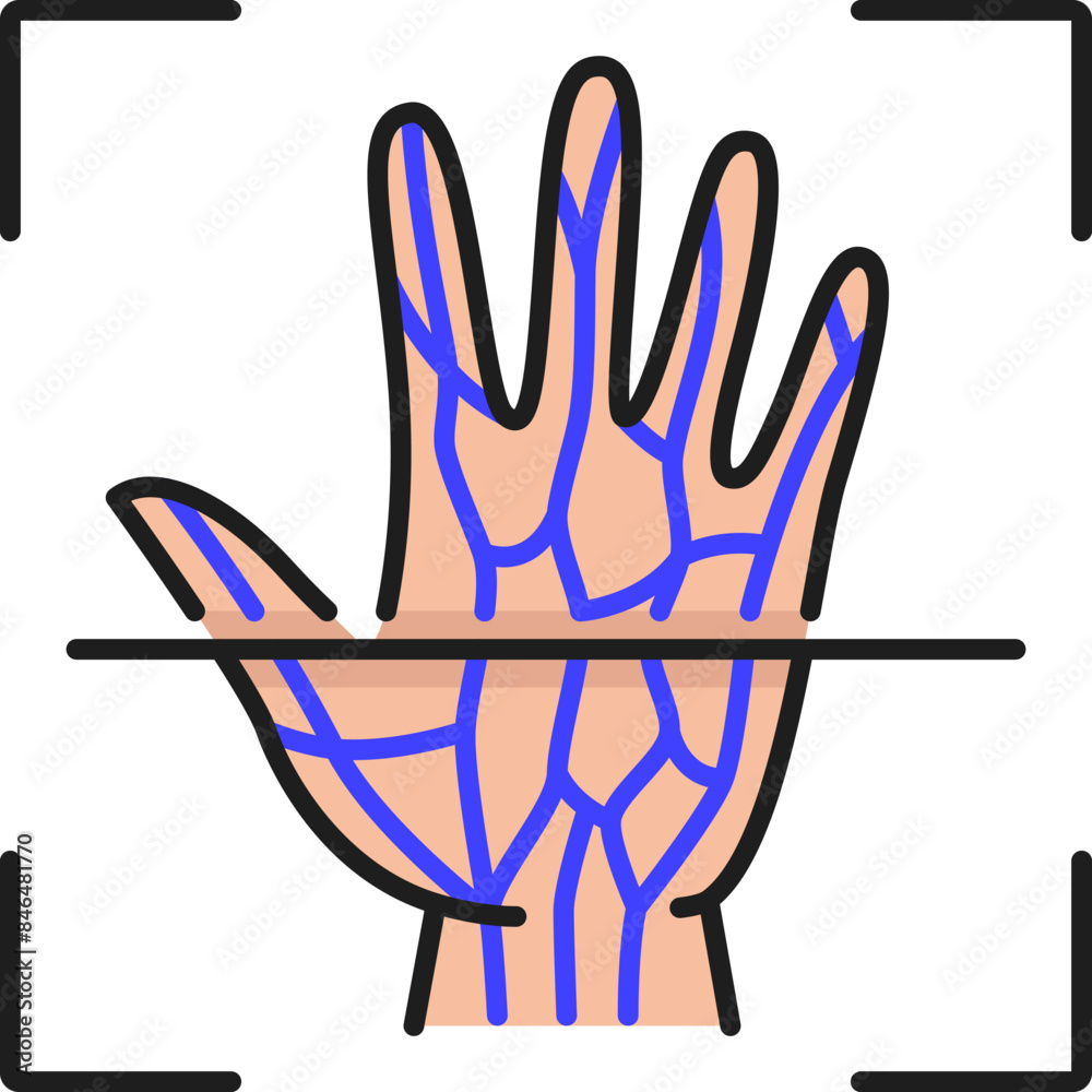 Vein recognition biometric identification or verification icon. Vector ...