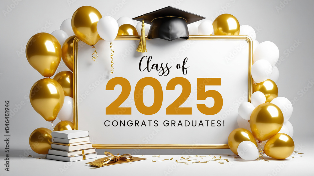 Graduation greeting template design. Graduate text, congratulations ...
