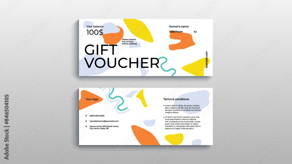 Abstract gift voucher card template. Modern discount coupon or ...
