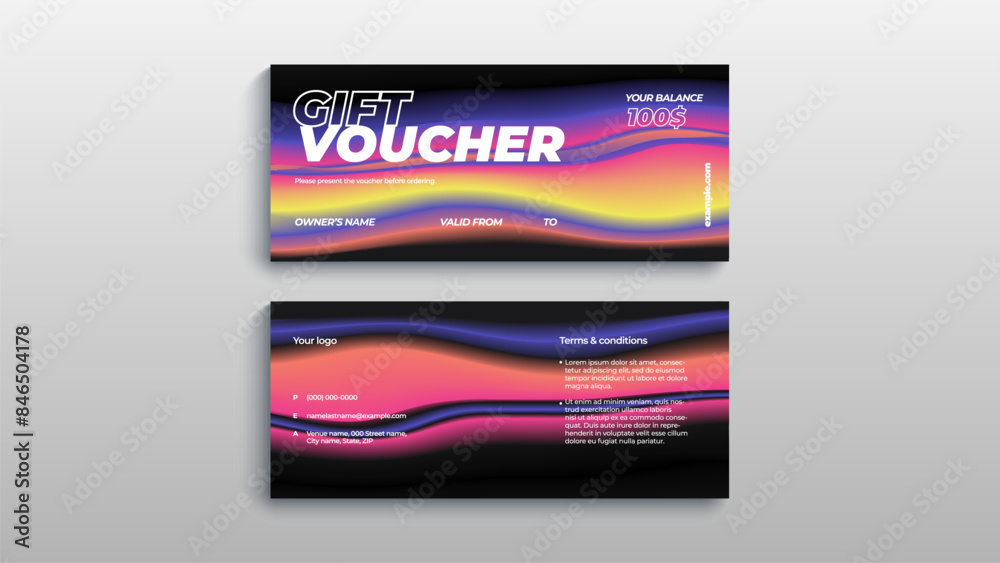 Abstract gift voucher card template. Modern discount coupon or ...