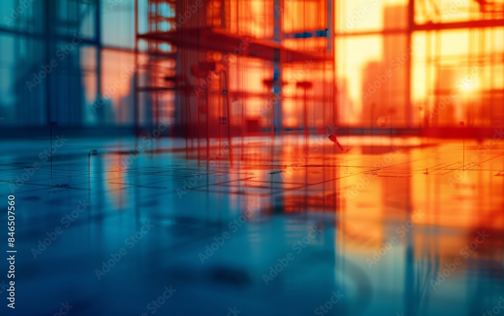 Facility Layout and Design close up, focus on, copy space Precise ...