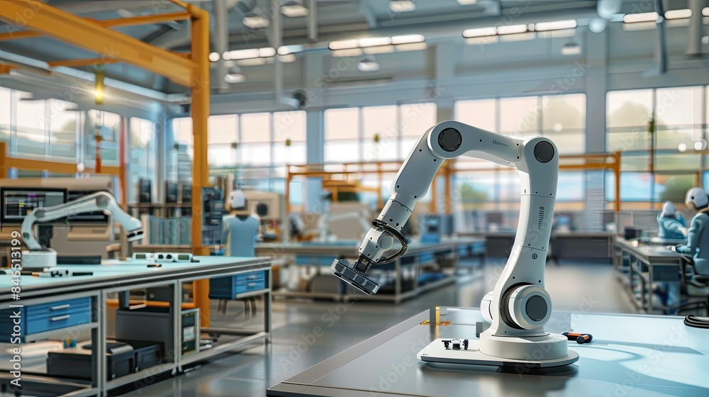 An innovative workspace with collaborative robots (cobots) working ... An innovative workspace with collaborative robots (cobots) working ...