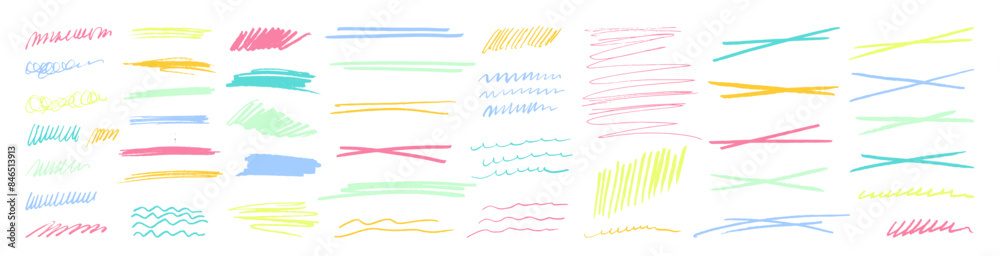 Gentle toddler naive playful horizontal lines, crosses, underlines ...