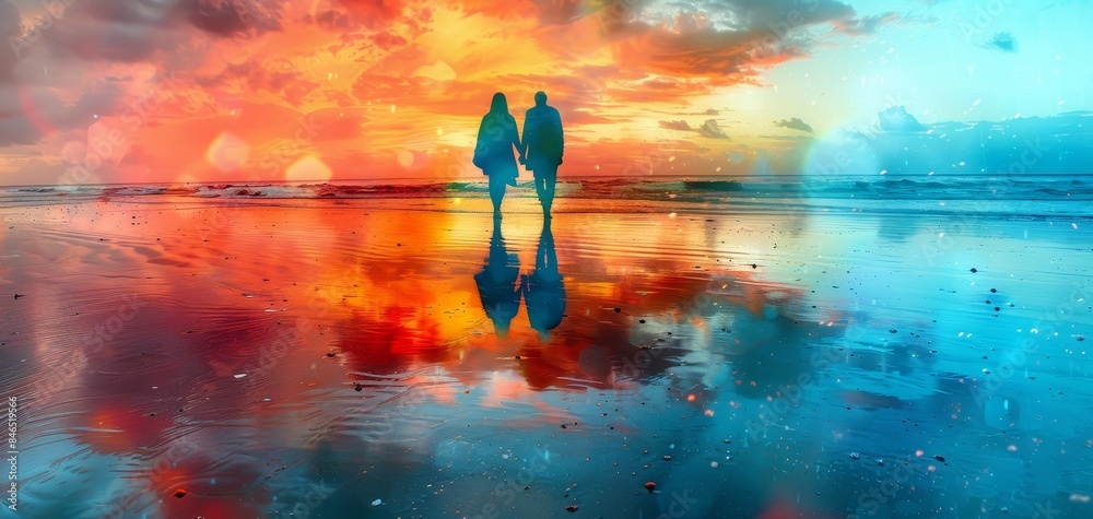 Beach Reflections close up, focus on, copy space Vibrant, reflective ...