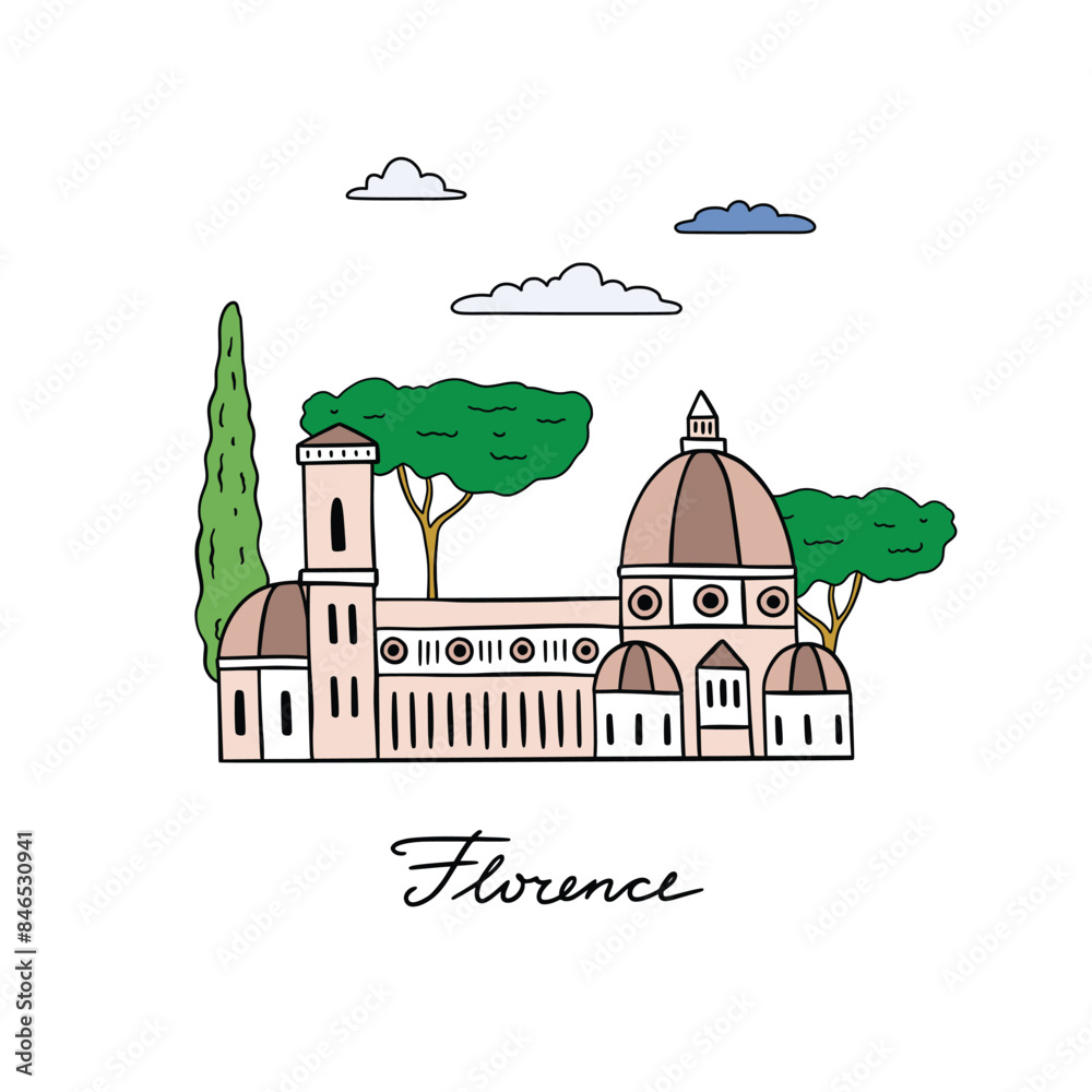 Florence vector illustration. Florence Cathedral clipart on white ...