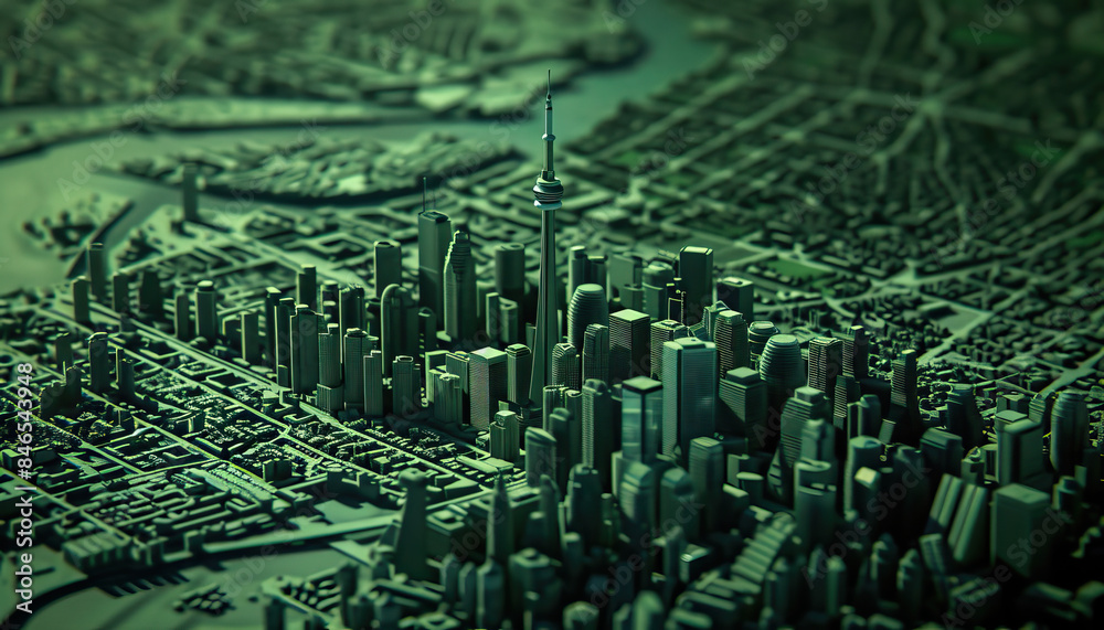 LIDAR map 3D model topographic urban scan of Toronto city isolated ...