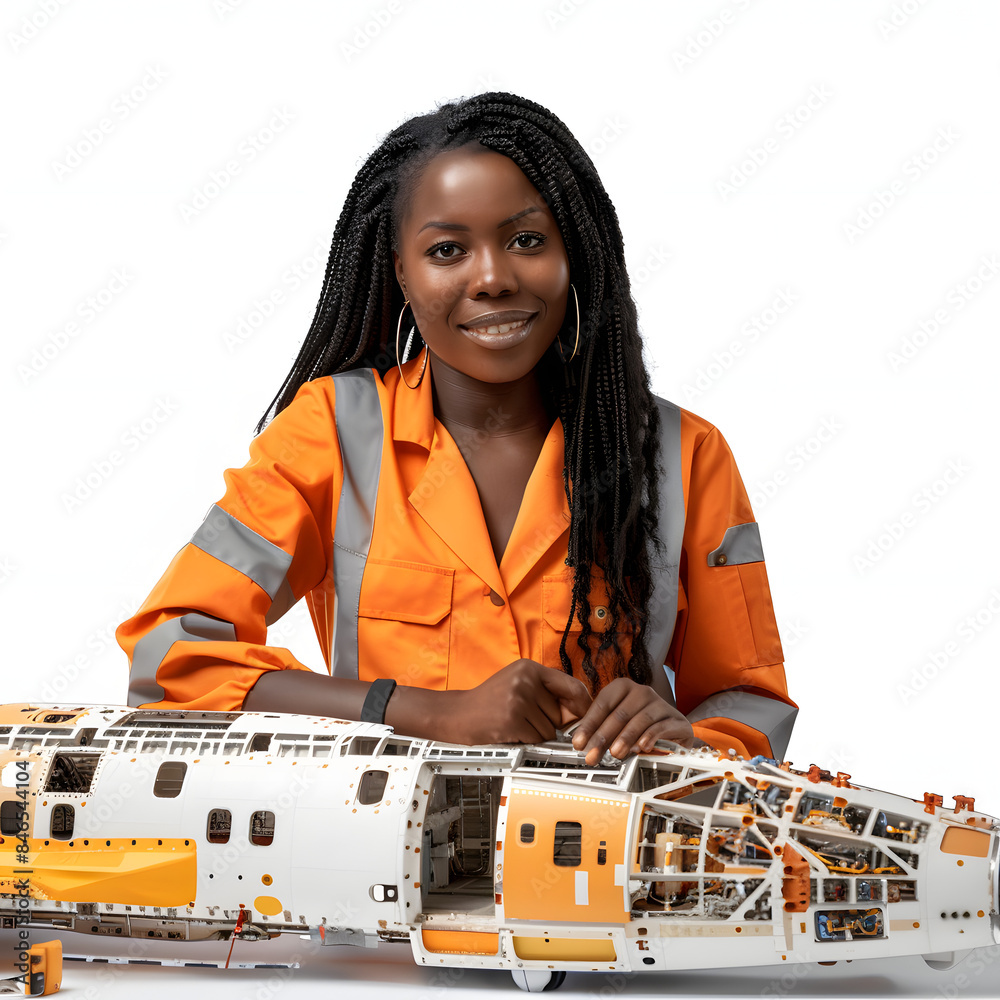 confident african american woman aerospace engineer working on aircraft ...